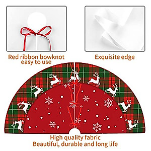 Christmas Tree Skirt 36 Inches Xmas Red Green Plaid Tree Skirt Christmas Tree Decoration New Year Holiday Party Decor