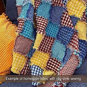 Cottage Blue 5 Mini Buffalo Plaid Cotton Homespun Fabric by JCS - Sold by The Yard