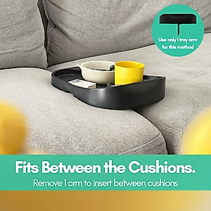 Absolute Living 2 in 1 Sofa Arm Tray with Cup Holder - TV Binging Companion - Adjustable Arm Rest Table for Couch - 9.5" Couch Table Tray for Snacks or Extra Storage - Everyday Sofa Tray