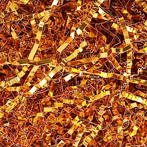 Kolewo4ever 1LB Crinkle Cut Paper Shred Filler Metallic Shredded Paper Filler Strands Shred Raffia Tissue Craft Bedding Cushion, Wedding Birthday Bridesmaid Engagement Gift Box Bag Retail (Gold)
