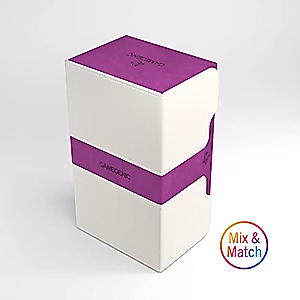 Gamegenic Stronghold 200+ Convertible Deck Box | Double-Sleeved Card Storage | Card Game Protector | Nexofyber Surface | Holds up to 200 Cards | Purple Color | Made