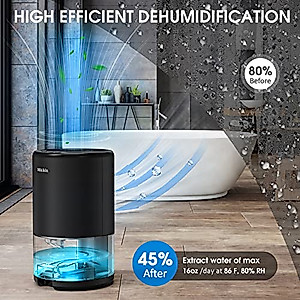 Dehumidifiers for Home, Upgraded 35oz Dehumidifier Up to 285 sq.ft with Auto-off, Sleep Mode, 7 Colorful Night Light, Quiet Portable Small Dehumidifiers for Bathroom, Bedroom, Basement, RV, Closet