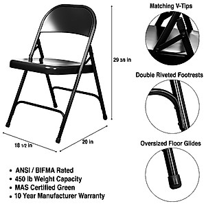 OEF Furnishings (4 Pack), Black Heavy Duty Steel Folding Chair