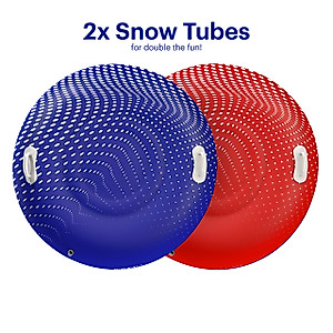 Snow Tube Two Pack for Adults - Large 48" Heavy Duty Inflatable Sleds - 2X Durable Snow Tubing Winter Toy for Sledding (2 Pack)