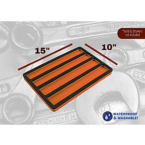 Polar Whale Tool Drawer Organizer Wrench Holder Insert Orange and Black Durable Foam Tray 15 x 10 Inches 4 Pockets Holds Wrenches Up to 14 Inches Long Fits Craftsman Husky Kobalt Milwaukee and More