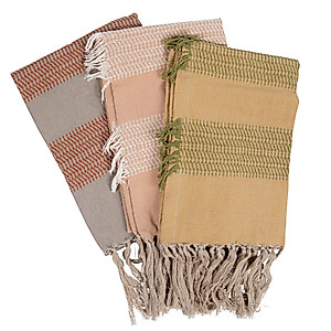 Bloomingville Cotton Fringe, Set of 3 Colors Tea Towel, Multi