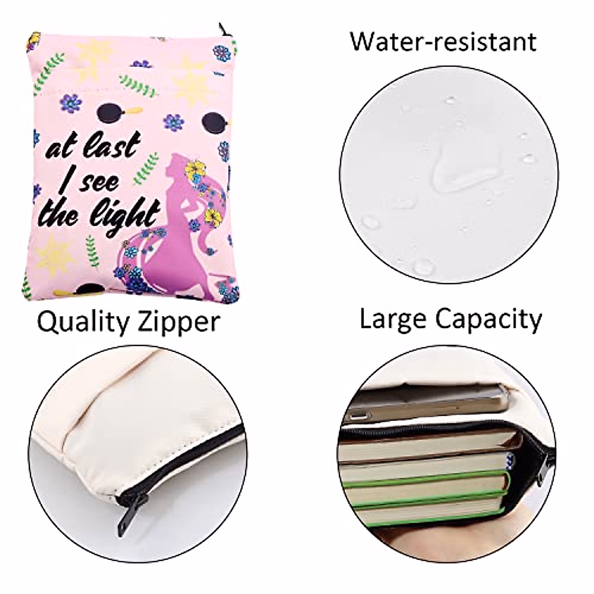 Gzrlyf at Last I See The Light Book Sleeve Princess Pencil Book Pouch Inspirational Quotes Book Sleeve Movie Inspired Gift (Book Sleeve)