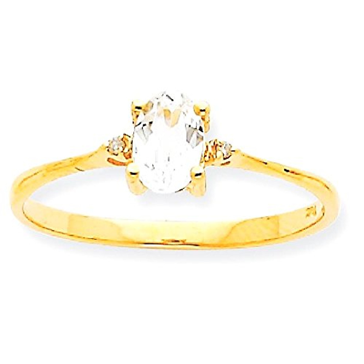 IceCarats 10K Yellow Gold Diamond White Topaz Ring Gemstone Band April Birthstone Jewelry Size 6