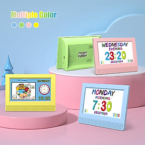 Kids Digital Alarm Clock Colorful, 7" Large LED Time Display Children's Sleep Trainer, Eye-Caring Digital Clock for Girls Boys Bedrooms Bedside, 17 Alarm Clock Settings Easy to Use Kids Birthday Gift
