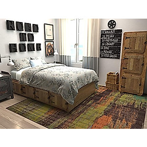 Unique Loom Jardin Collection Colorful, Vibrant, Abstract Watercolor Area Rug, Square 8' 0" x 8' 0", Multi/Beige