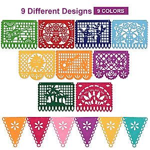 Sainyarh 4 Pieces Day of The Dead Banners Papel Picado Banner Mexican Fiesta Birthday Party Decorations, Felt Dia De Los Muertos Garland, Cinco de Mayo Hanging Flag, Halloween Kids Party Supplies