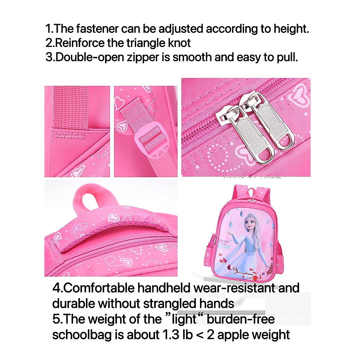 HONTUBS 16" Schoolbags, primary school students, girls, kindergarten girls, lightweight children‘s backpacks for grades (Sky blue 16＂)