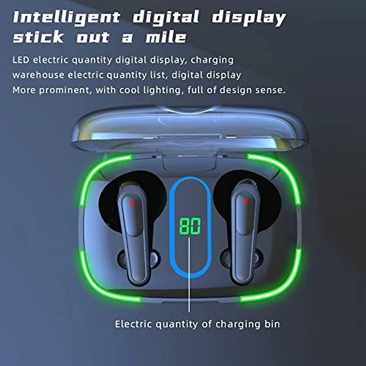 Pro 70 True Wireless Earbuds Compatible with iPhone and Android Supports Wireless Charging with LED Case Bluetooth V5.3 Earphones Water Resistant Microphone Port with Multitouch Earbuds