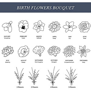 SIMONLY Mothers Day Gifts Personalized Flower Bouquet Ring Birth Flower Ring Sterling Silver Month Flower Ring for Women Mother Daughter