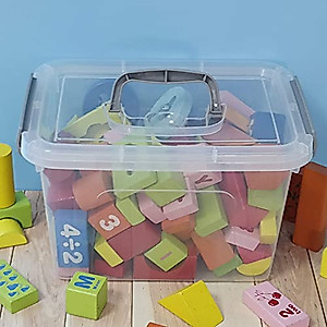 Leendines 5 Quart Storage Box with Lid, 6 Packs Small Plastic Box Tote Bin