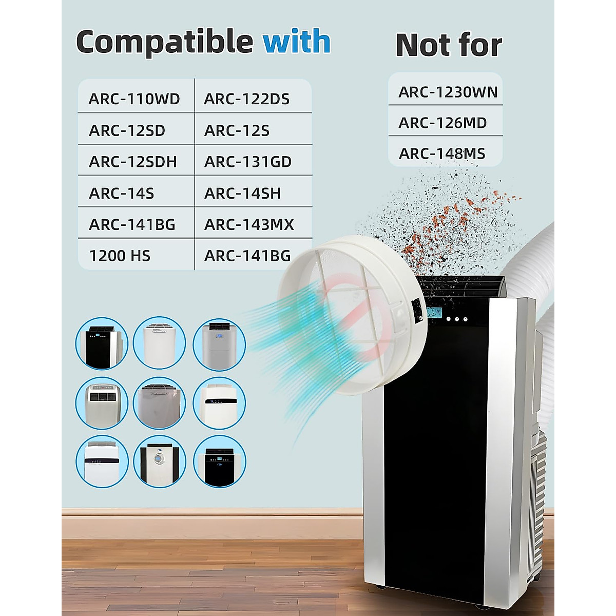 Washable Hose Pre-filter for Portable Air Conditioner, Perfect Fit, 5’’ Diamiter 2 Pack White