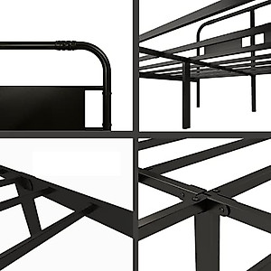 Emiosmt California King Bed Frames with Headboard and Footboard 14 Inch Tall,Heavy Duty 2500lbs Steel Slat Support Metal Platform,No Box Spring Needed,Easy Assembly,Round Tube,Cal King Frame