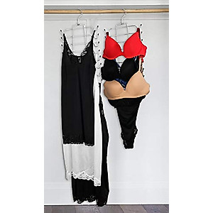 Home-X Space-Saving Bra Hanger Organizer for Closet, Polished Chrome Hanging Bra or Camisole Storage Rack, Storage Solutions for Small Spaces, Set of 2, 20 ½” L x 12" W