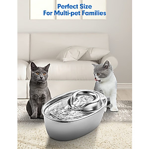 WOPET F10 Cat Water Fountain Stainless Steel,67oz/2L Pet Water Fountain,Automatic Cat Water Dispenser,Cat Bowl,Dog Water Fountain,Dishwasher Safe for Cats&Dogs