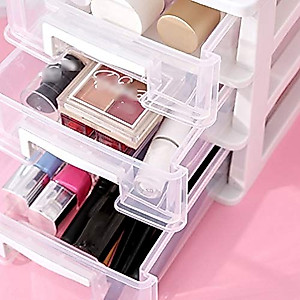 Gatuida Plastic Storage Drawers, Clear Desktop Drawer Storage Cabinet Storage Case Storage Box Multilayer Sundries Holder for Home School Office