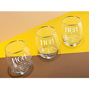 NICKANE 12oz Mom Wine Glass with Gift Box as Christmas, Birthday Gifts for Mother, Women - Mom You Don't Have Ugly Children Mom Glass - Fun Mothers Day Gifts for Mom from Daughter, Son