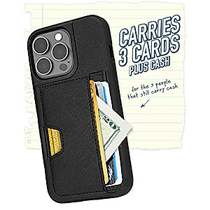 Smartish iPhone 13 Pro Wallet Case - Wallet Slayer Vol. 2 [Slim + Protective] Credit Card Holder with Kickstand - Black Tie Affair