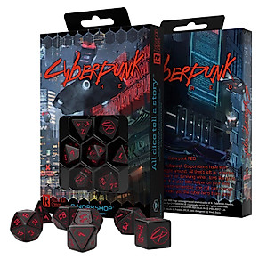 Q-Workshop The Cyberpunk RPG Dice Set , Black, 2.4 x 16.4 x 10.4 cm