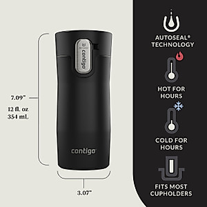 Contigo AUTOSEAL West Loop Vacuum-Insulated Stainless Steel Travel Mug with Easy-Clean Lid, 12oz, Matte Black