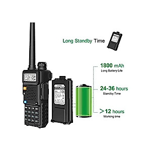 2 Pack Baofeng UV-5R 8W Ham Radio Handheld Two Way Radios Amateur Dual Band VHF UHF Military Long Range Walkie Talkies for Adults with High Gain Antenna, Rechargeable Battery, Earpiece