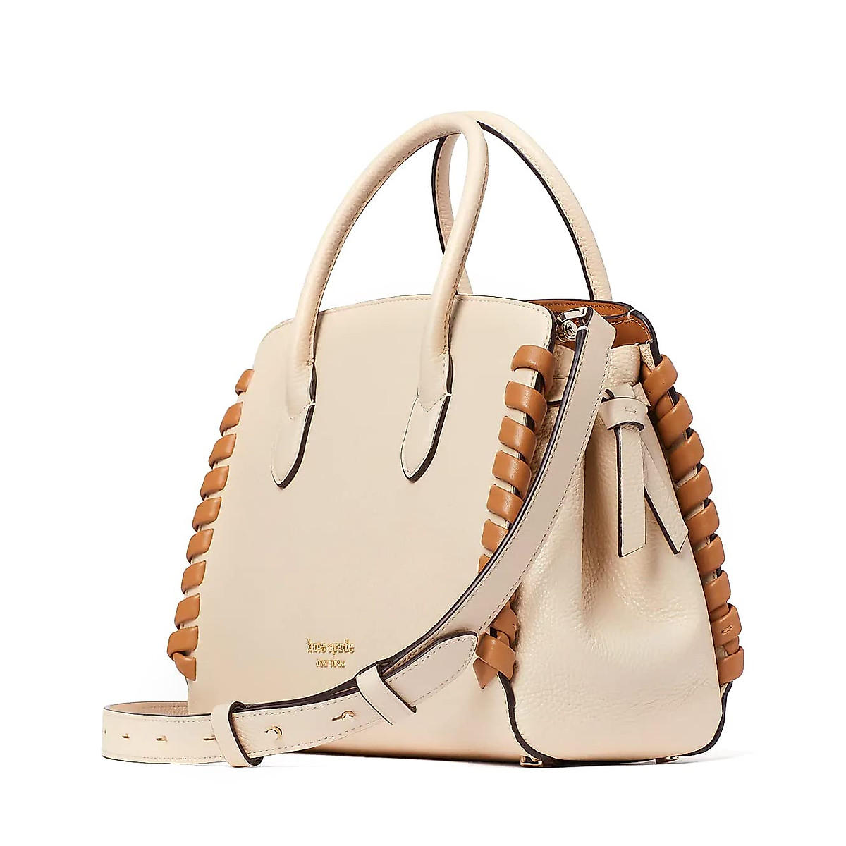 Kate Spade New York Knott Whipstitched Pebbled Leather Medium Satchel Milk Glass Multi One Size