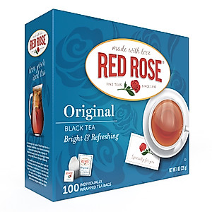 Red Rose Original Full Flavored Black Tea Specially Blended Strong Black Tea with 100 Tea Bags, Contains Caffeine Brew Hot/Cold Original Black Tea