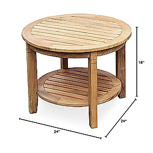 Cambridge Casual Arie Patio Side Table, Plantation Teak, 24 Inch/Natural Teak