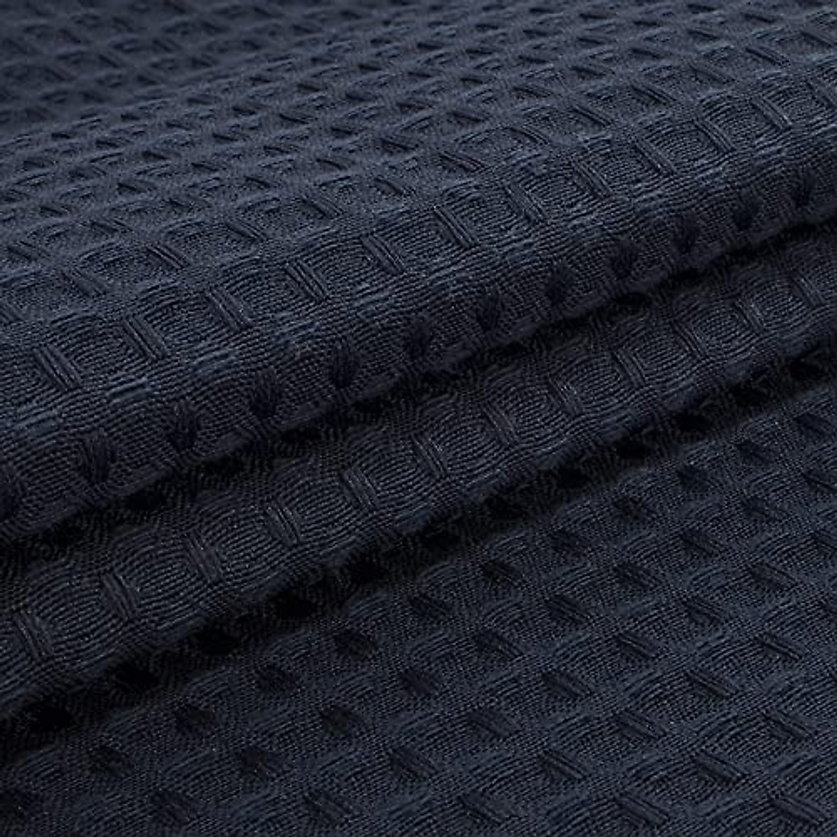 Voguease Shower Curtain with Snap-in Liner - Hotel Grade Waffle Weave Fabric, Machine Washable - 71" W x 74" L, Navy Blue