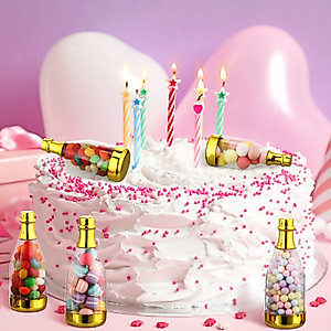 Gejoy 150 Pcs Metallic Mini Champagne Bottles Container Bulk Small Candy Bottles DIY Favor Plastic Candy Containers for Wedding Bridal Baby Shower Birthday Party Favors, Clear and Gold