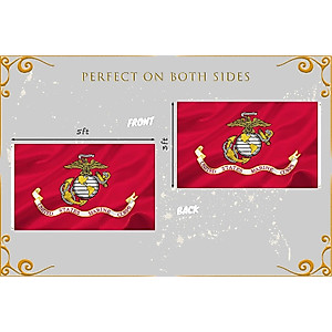 YOYNIIRE US Marine Corps USMC Flag 3x5 Outdoor Double Sided Heavy Duty Polyester US Military Army Flags Long Lasting with 2 Brass Grommets