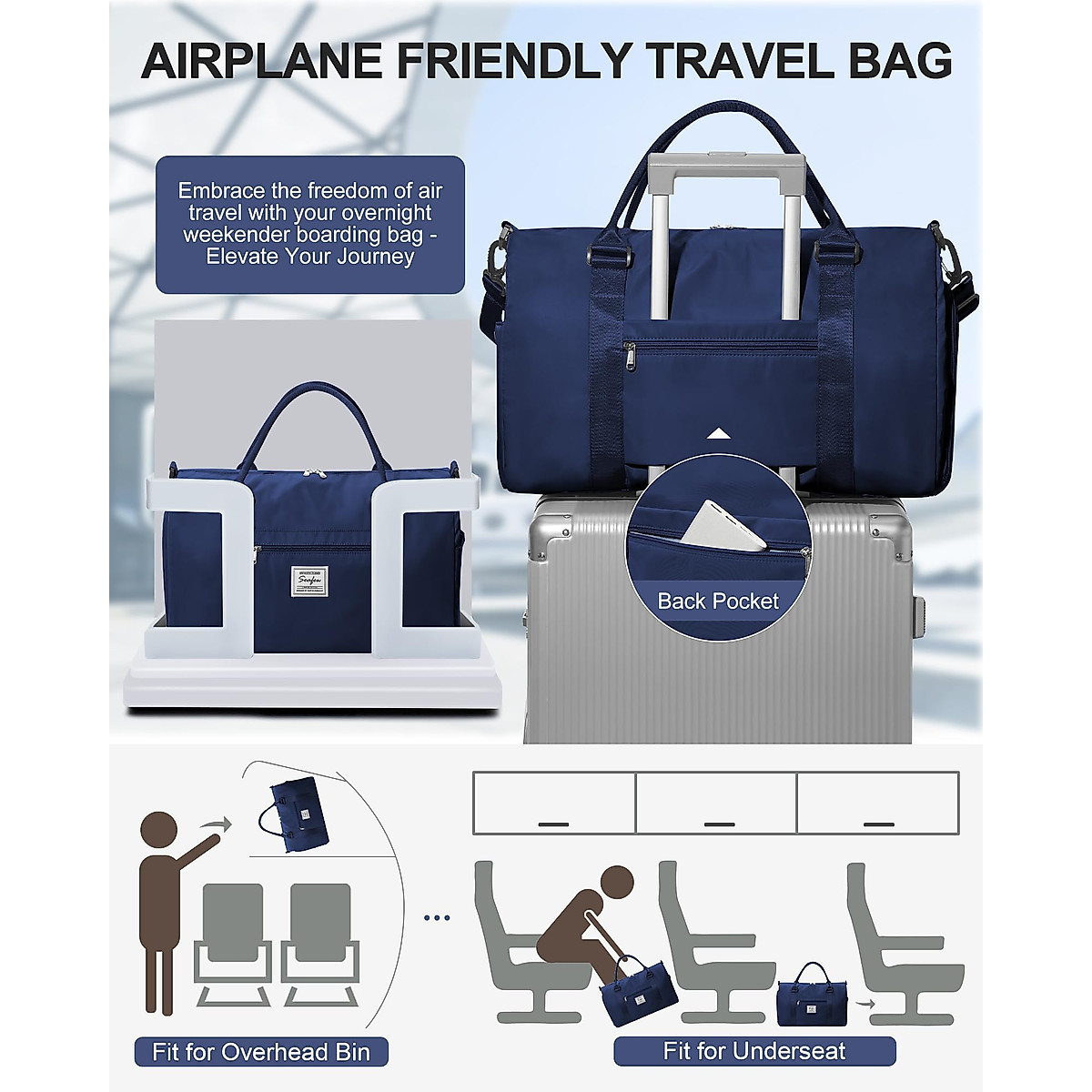 Gym Bag Womens Mens with Shoes Compartment and Wet Pocket Travel Duffel Bag for Women for Plane Sport Gym Tote Bags Swimming Yoga Waterproof Weekend Overnight Bag Carry on Bag Hospital Holdalls