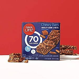 Fiber One 70 Calorie Chewy Snack Bars, Chocolate Caramel and Pretzel, 5 ct