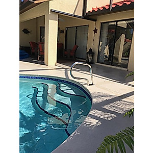FibroPool Swimming Pool Hand Rail with Easy Mount Base Plate, Rust and Weather Proof Grab Rails for Pools and Spas, Small (Stainless Steel)