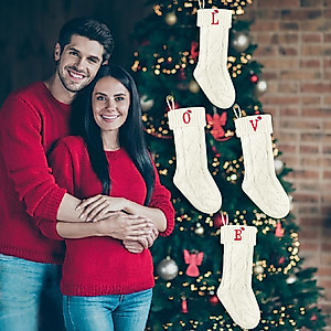 Ulico Christmas Stockings with Initials, 18’’ Large Embroidered Monogram Knit Christmas Stocking,Xmas Stocking for Kids, Holiday and Family Stocking for Fireplace or Party Decoration Red Letter B