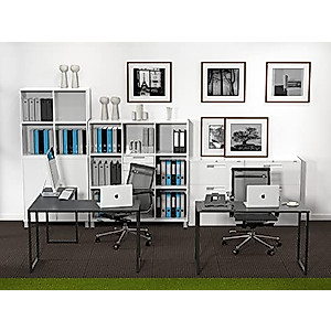 SHW 48-Inch Mission L-Shaped Home Computer Desk, Black