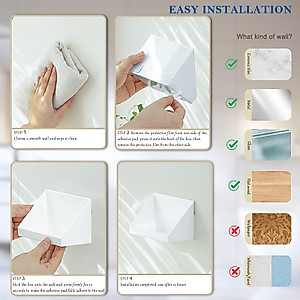 EFFICOM Adhesive Wall Mounted Storage Organizer, Non-Drilling Hanging Storage Tray, Plastic Floating Shelves, Space Saving Shelf for Kitchen Bathroom Office (2 clear)