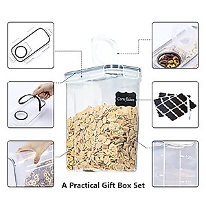 Airtight Food Storage Containers with Lids,BPA Free Plastic Cereal Containers Storage 4 Pack 135.2 fl oz,Kitchen and Pantry Organization storage for Dry Food,Cereal,Flour,Sugar,Include 24 Labels