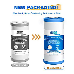 GOLDEN ICEPURE 5 Micron 10" x 4.5" Whole House Sediment Activated Carbon Water Filter Compatible with GE FXHTC, GXWH40L, GXWH35F, GNWH38S Universal Water Filter System 2pack