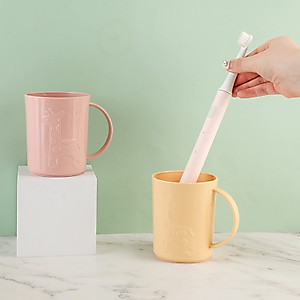 NIOIPXA 3 Pack Giraffe Pattern Plastic Toothbrush Holder, 450 Ml/15.2 Oz Multi-Purpose Bathroom Cup Water Cup Mouthwash Cup