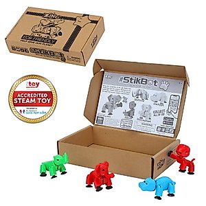 Zing Stikbot Safari 4 Pack, Set of 4 Stikbot Collectable Action Figures, Includes 1 Lion, 1 Elephant, 1 Hippo, and 1 Rhino, Create Stop Motion Animation