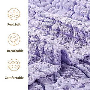 HardNok Muslin Swaddle Blanket 6 Layer Gauze, Super Soft Swaddle Wrap Blanket/Bath Towel/Nursing Cover/Bed Blankets for Boys Girls as Shower Gift (1, Noble Purple)