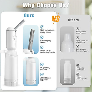 Portable Bidet for Travel, 12.2oz/360ml Travel Bidet, IPX6 Waterproof & Handheld, Rechargeable Electric Bidet for Personal Hygiene Cleaning, Soothing Postpartum,Hemorrhoid and Perineal Care