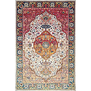 nuLOOM Shirlee Vintage Medallion Area Rug, 4' x 6', Orange