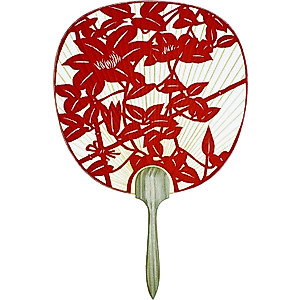 塩見団扇 Shiomi Fan Seiwa Fan (Red) 9.4 x 14.6 inches (24 x 37 cm) 2118