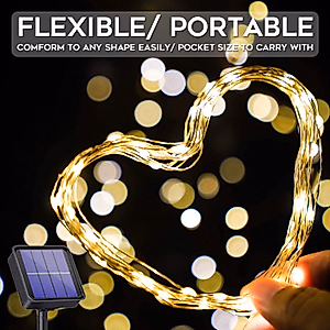 suddus Solar Christmas Lights Outdoor Waterproof Decorations, 2 Pack 33ft 100 Led Solar Twinkle Lights, Solar String Lights for Christmas Trees, Fence, Garden, Patio, Yard Decorations, Warm White